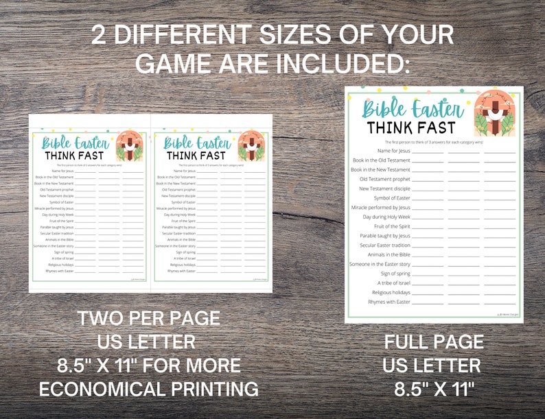 Bible Easter Think Fast Game Christian Easter Activity for - Etsy