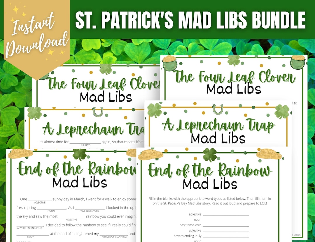 St. Patrick’s Day Ad Libs BUNDLE, 3 Fun St. Patrick's Day Mad Libs ...