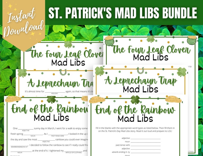 St. Patrick's Day Mad Libs Bundle: Fun Printable Stories (digital ...