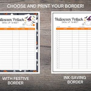 Editable Halloween Potluck Sign up Sheet (digital Download) - Etsy