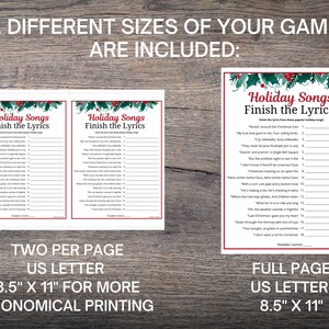 Christmas Song Lyrics Game: Holiday Party Fun Activity (printable PDF ...