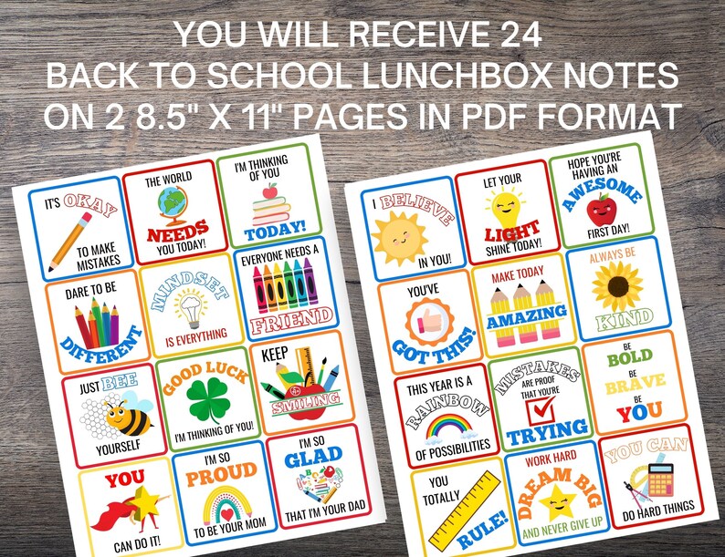 Back to School Lunch Box Notes for Kids First Day of School - Etsy