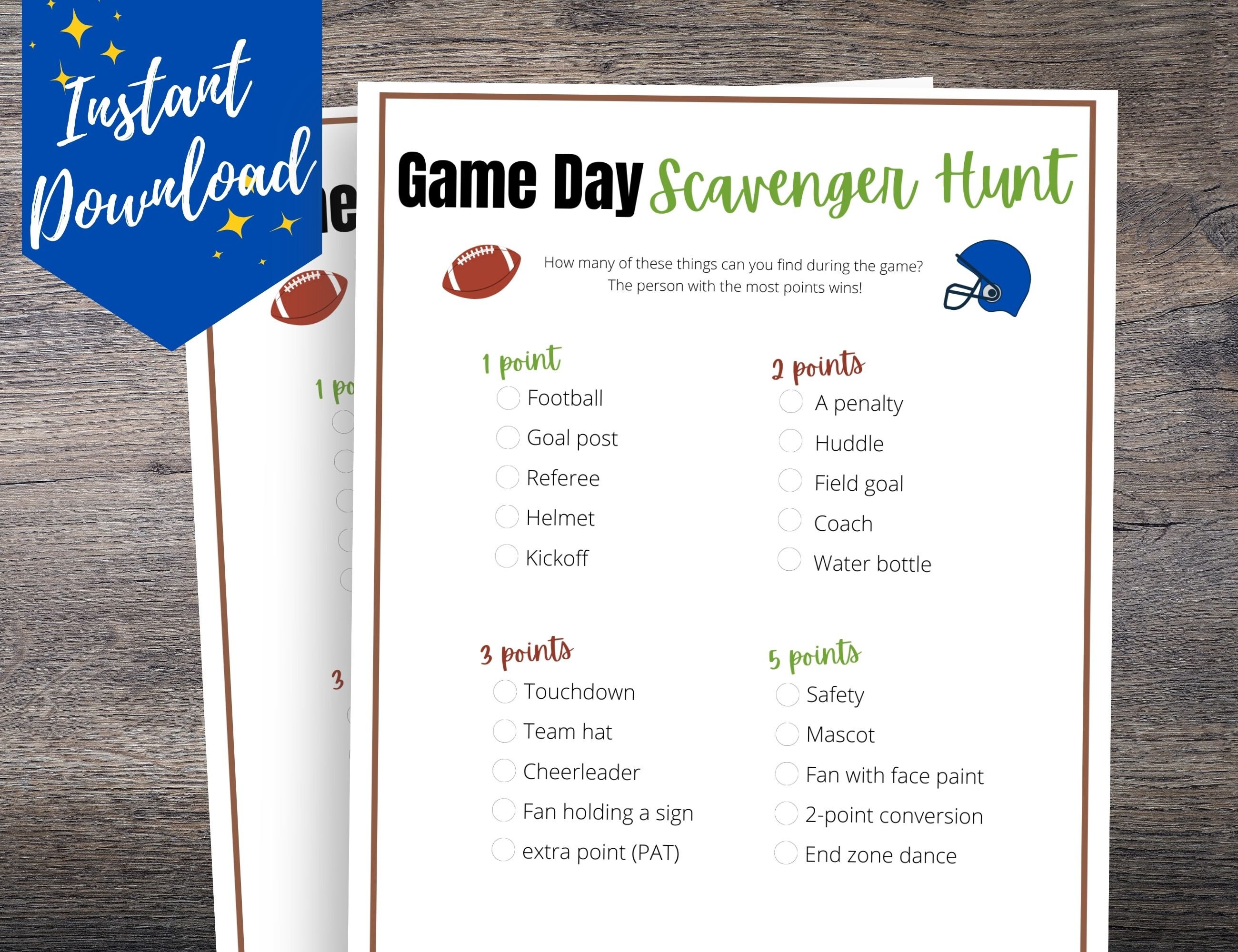 Football Scavenger Hunt Game Printable for College Football - Etsy