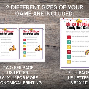 Cinco De Mayo Candy Dice Game Fun Cinco De Mayo Game for Kids - Etsy