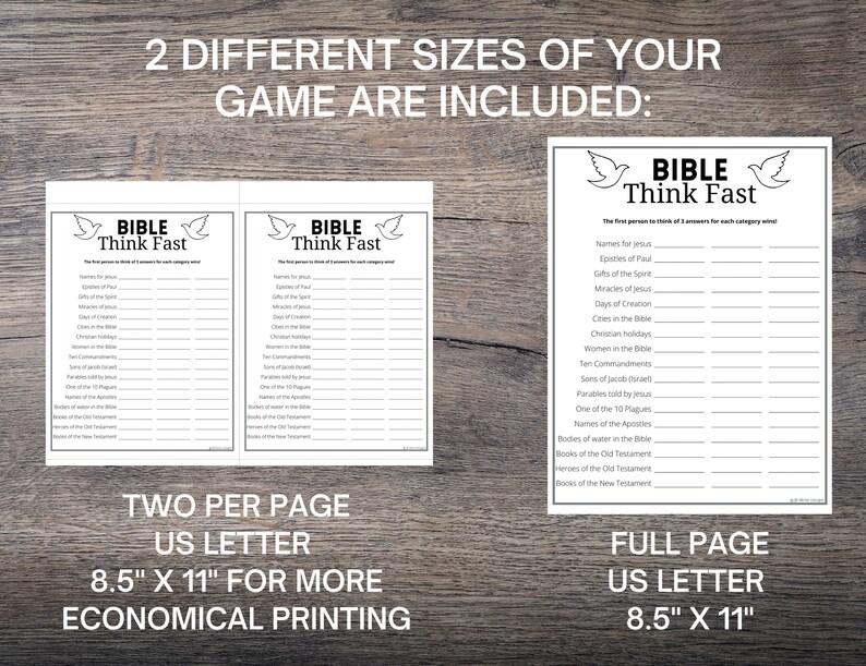 Bible Think Fast Game: Sunday School Activity (digital Download) - Etsy