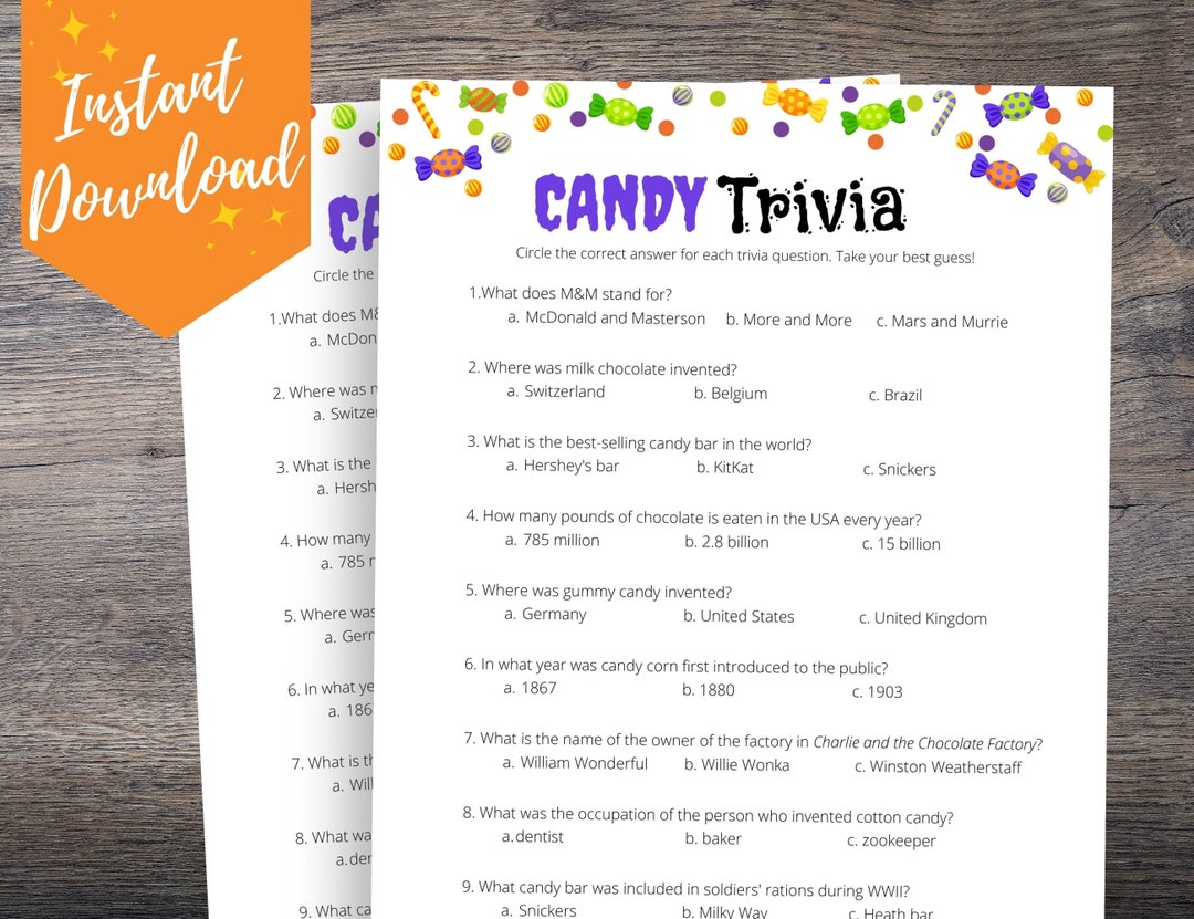 Halloween Candy Trivia Game, Halloween Candy Quiz Game for Adults ...