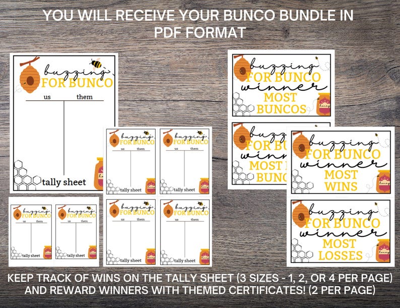 Bee-themed Bunco Party MEGA Bundle: Printable Scorecards, Signs (PDF ...