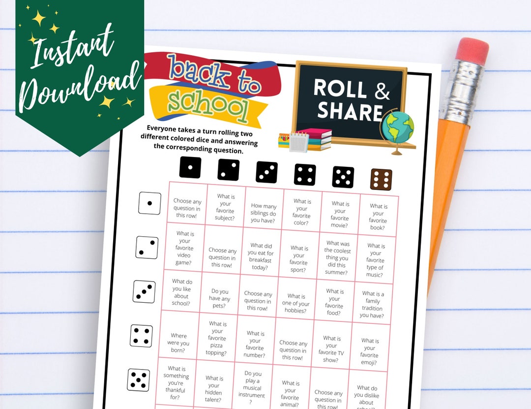 Back to School Roll & Share Game, Fun First Day of School Icebreaker ...