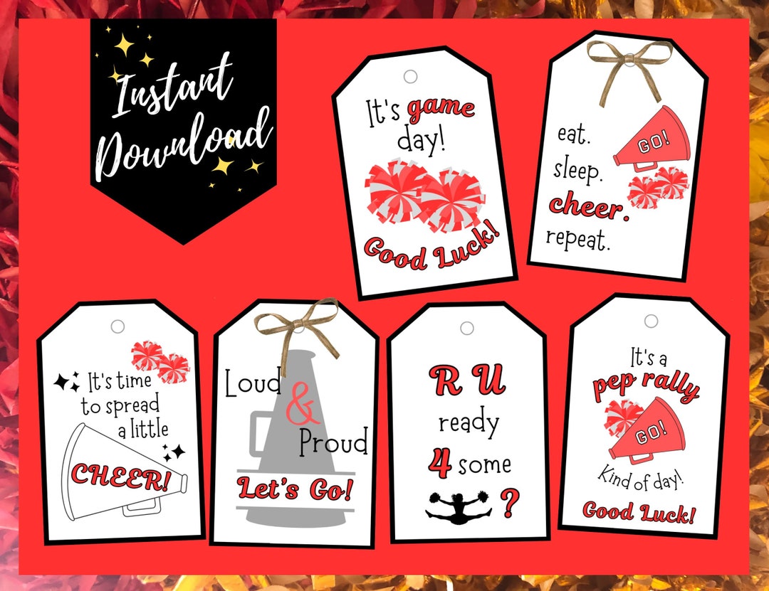 Cheerleading Treat Tags, Cheer Team Snack Tags, Cheerleading Goodie Bag ...