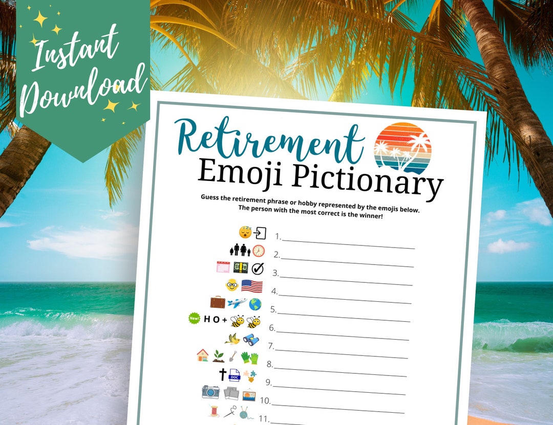 Retirement Emoji Pictionary Game, Funny Retirement Games, Surprise ...