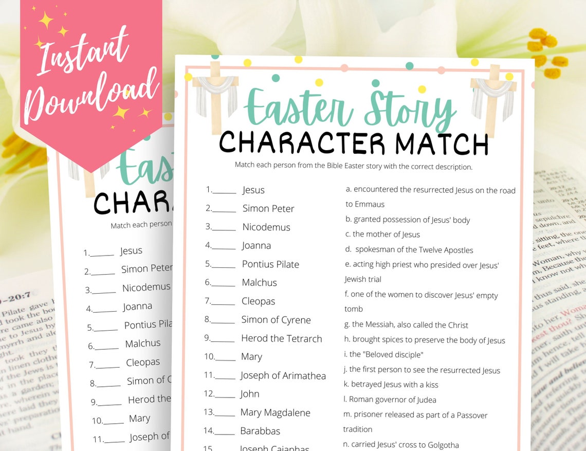 Bible Easter Story Character Match Game Christian Easter - Etsy