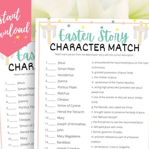 Bible Easter Story Character Match Game Christian (Instant Download) - Etsy