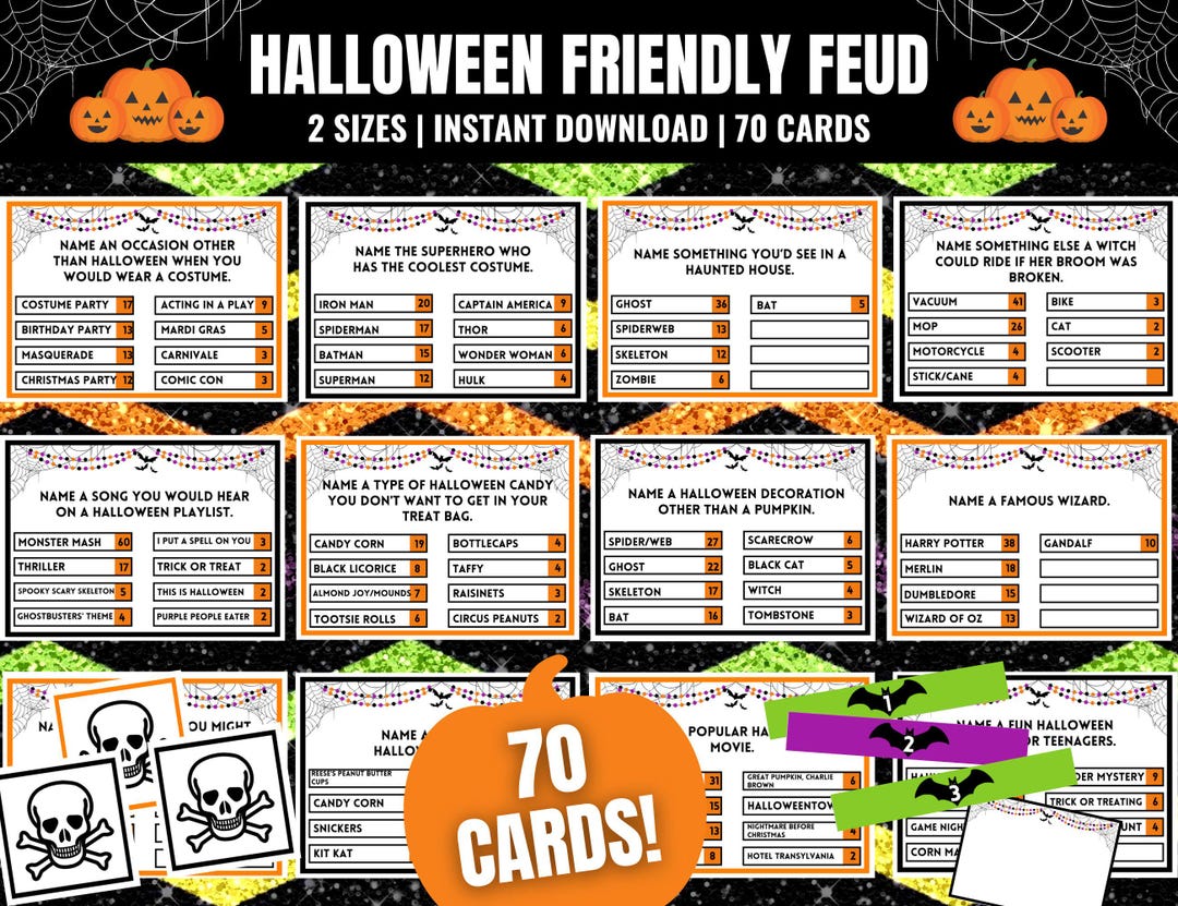 Halloween Friendly Feud Game: Fun Game Show Activity for Adults and ...
