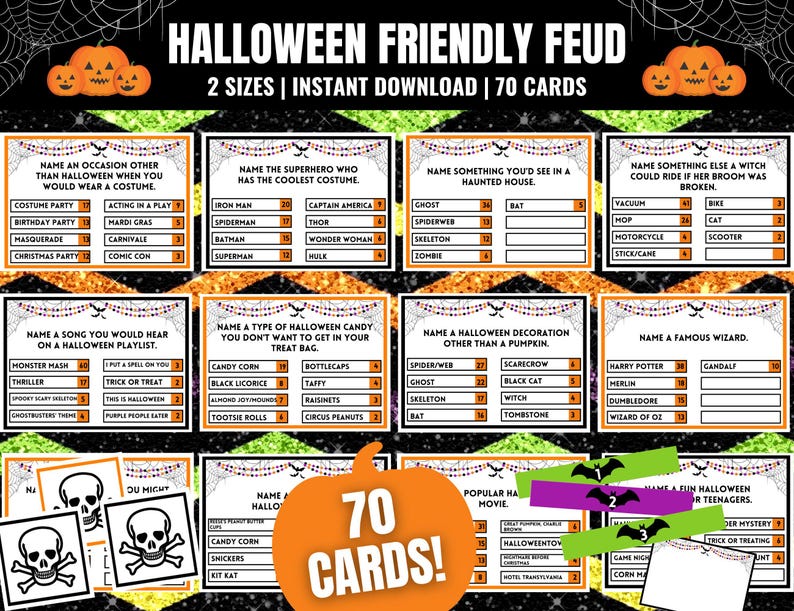 Halloween Friendly Feud Game: Fun Game Show Activity for Adults and ...