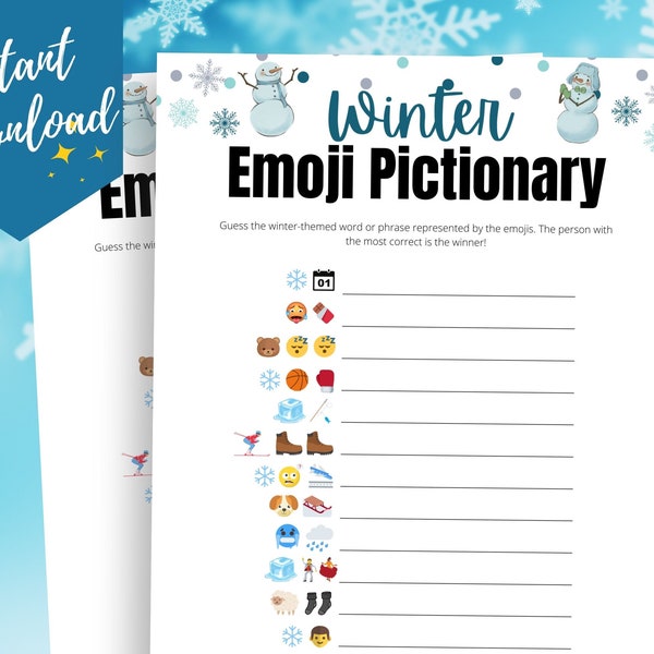 Winter Emoji Pictionary - Etsy
