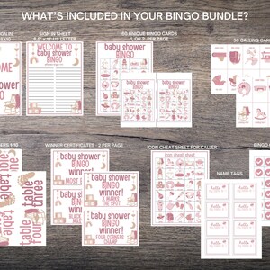 Girl Baby Shower Bingo MEGA BUNDLE, Pink Baby Shower Bingo Cards, Baby ...