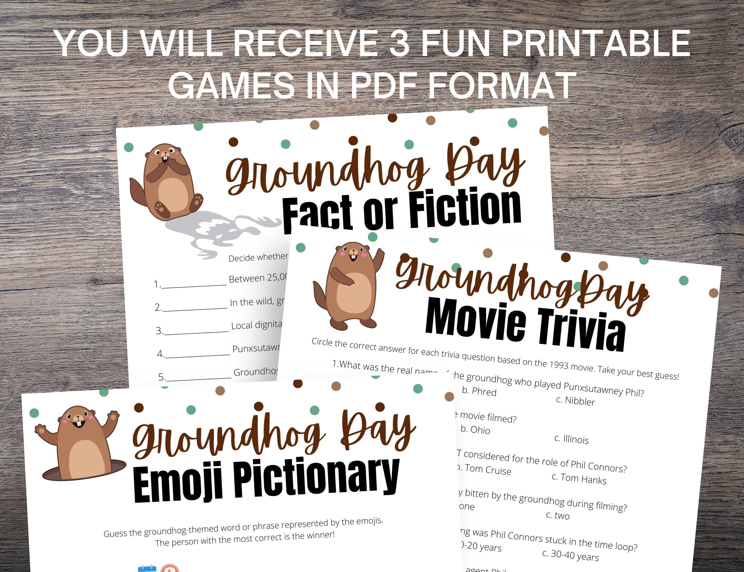 Groundhog Day 3-game TRIVIA Bundle Fun Groundhog Day Party - Etsy