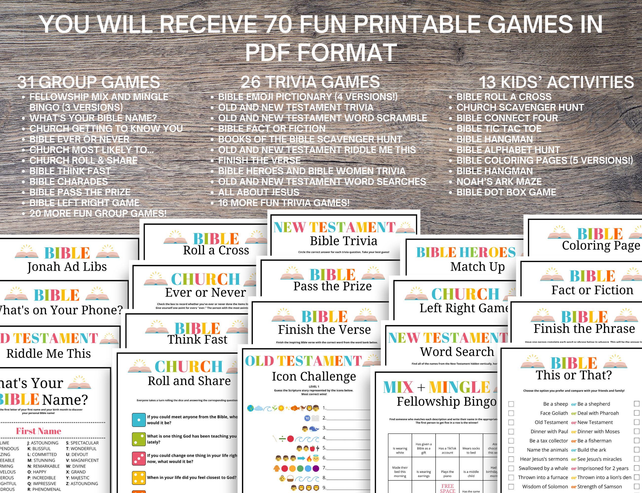 Bible Games Bundle: 70 Christian Activities (digital Download) - Etsy