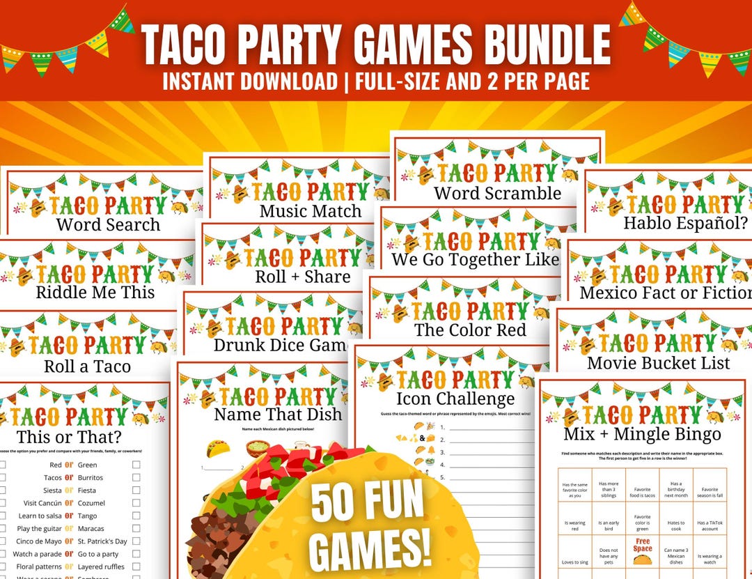 Taco Party Games MEGA Bundle: 50 Fun Activities (digital Download) - Etsy