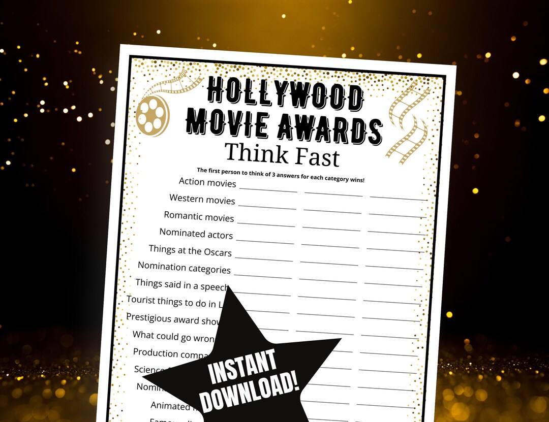 Movie Awards Think Fast Game, Fun Academy Watch Party Game for Adults ...