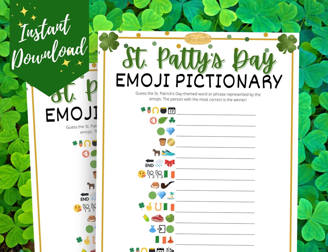 St. Patricks Day Emoji Pictionary Game St. Patty's Emoji - Etsy