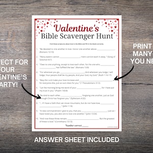 Valentines Bible Scavenger Hunt Game, Valentines Day Christian Game ...