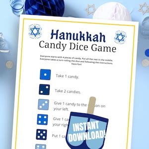 Hanukkah Candy Dice Game for Kids, Teens, & Adults, Fun Hanukkah Party ...