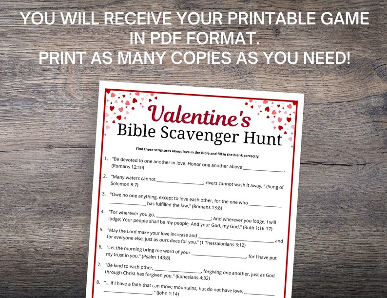 Valentine's Bible Scavenger Hunt Game: Christian Activity (PDF) - Etsy