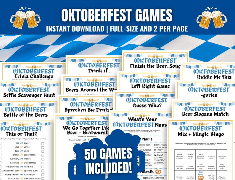 Oktoberfest Games MEGA Bundle: 50 Printable Party Activities (PDF ...
