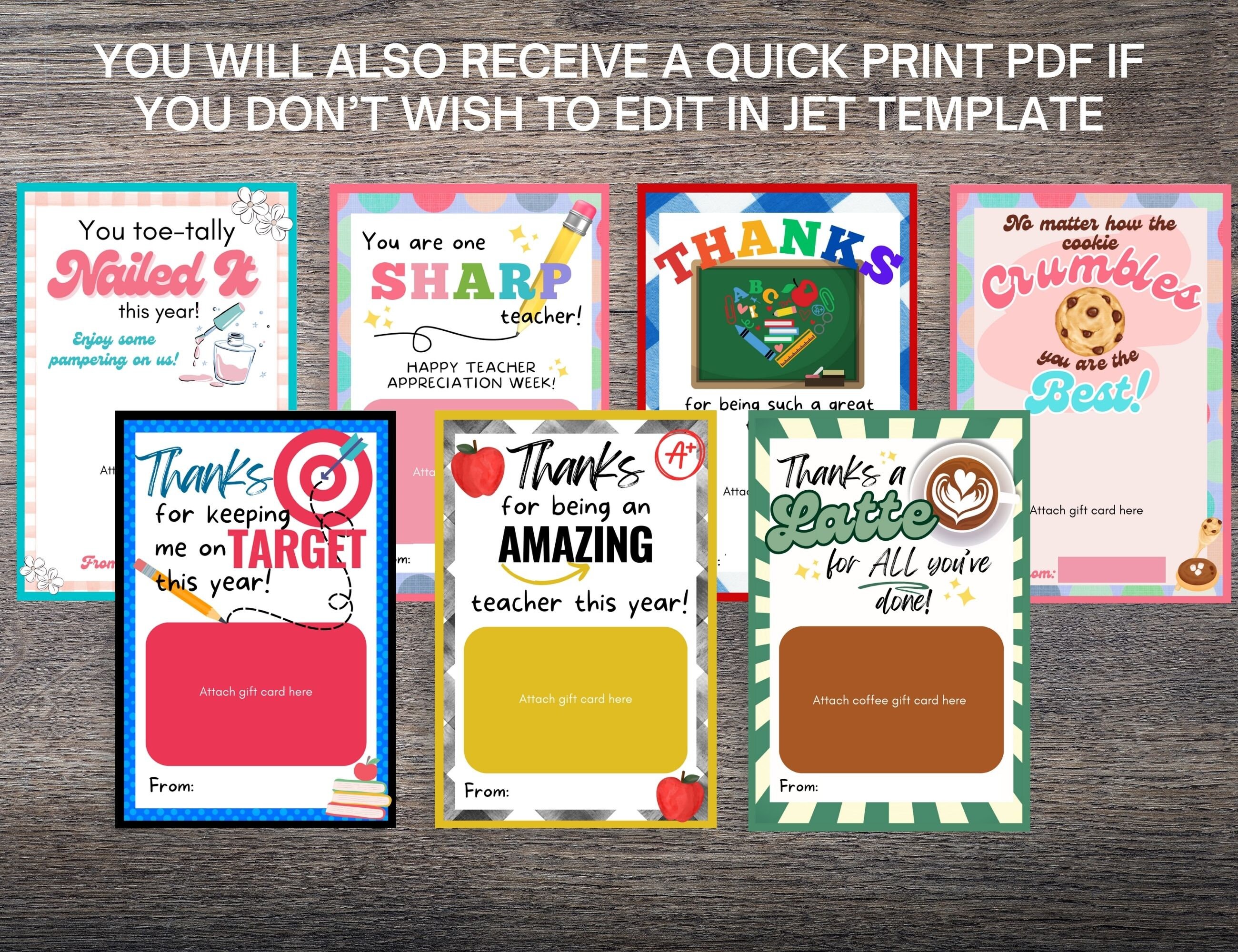 Editable Teacher Gift Card Holder Bundle (digital Download) - Etsy