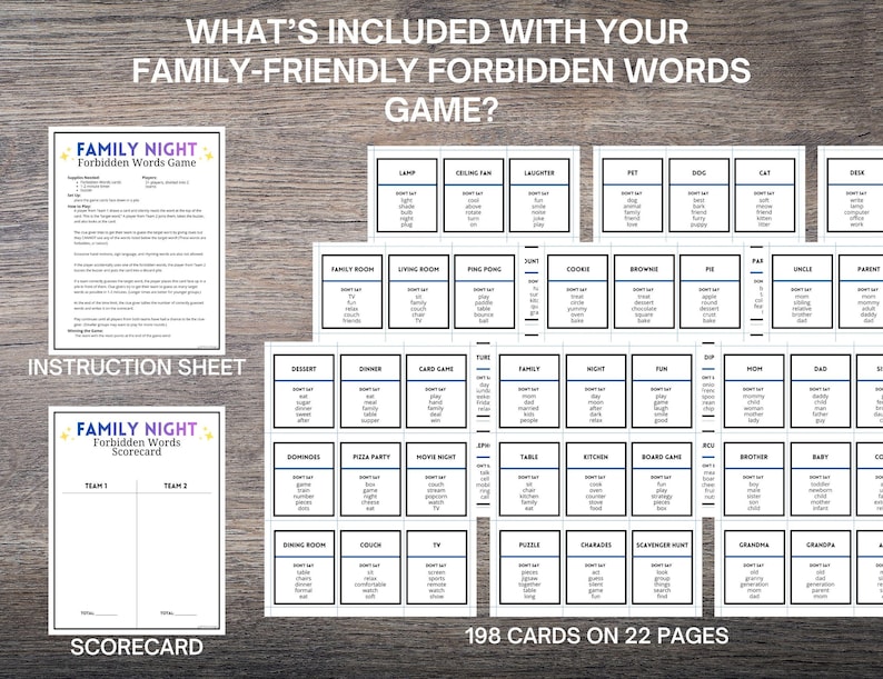 Family Game Night: Forbidden Words Game for Kids, Teens and Adults ...