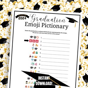 Graduation Emoji Pictionary Game, Emoji Game for Graduation Party ...
