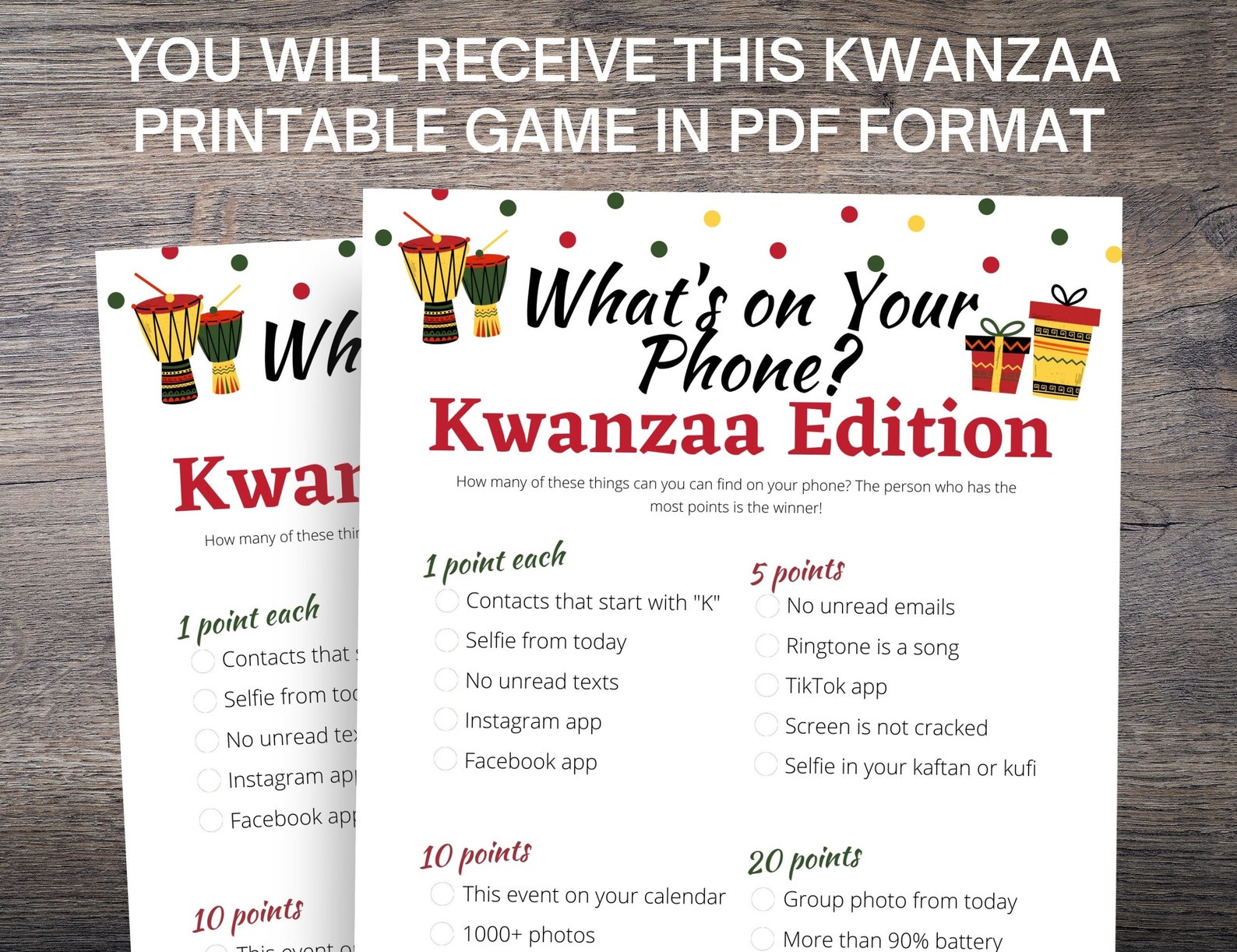 Kwanzaa What's on Your Phone Game Fun Kwanzaa Party Game - Etsy