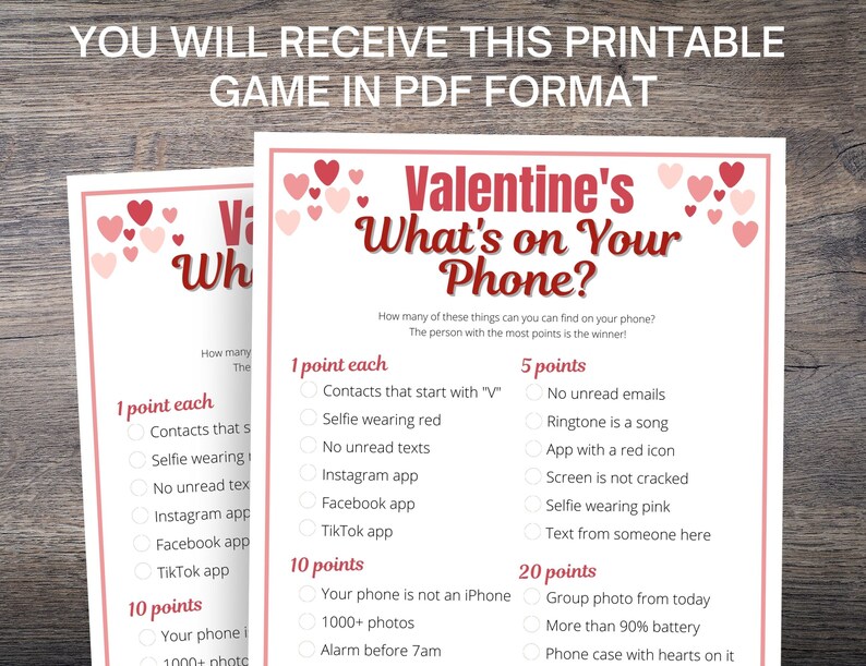 Valentines What's on Your Phone Game Fun Valentines Day - Etsy