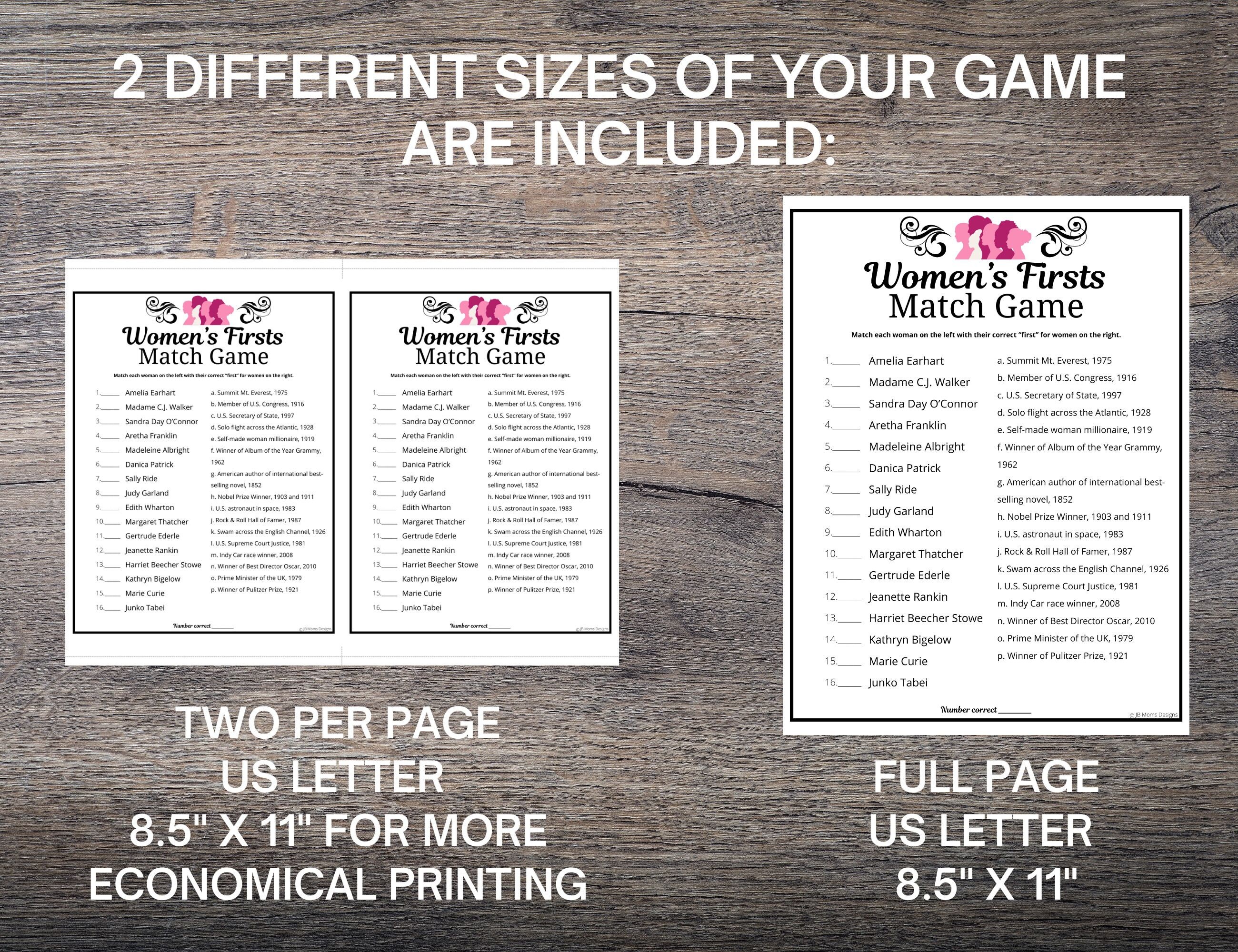 Women's History Month Game: Women's Firsts Trivia (PDF Download) - Etsy