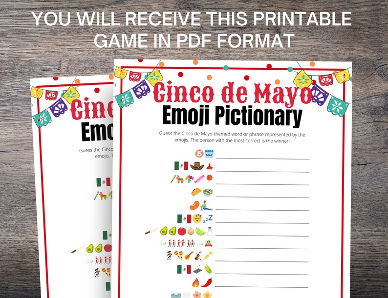 Cinco De Mayo Emoji Pictionary Game Cinco De Mayo Party Game - Etsy