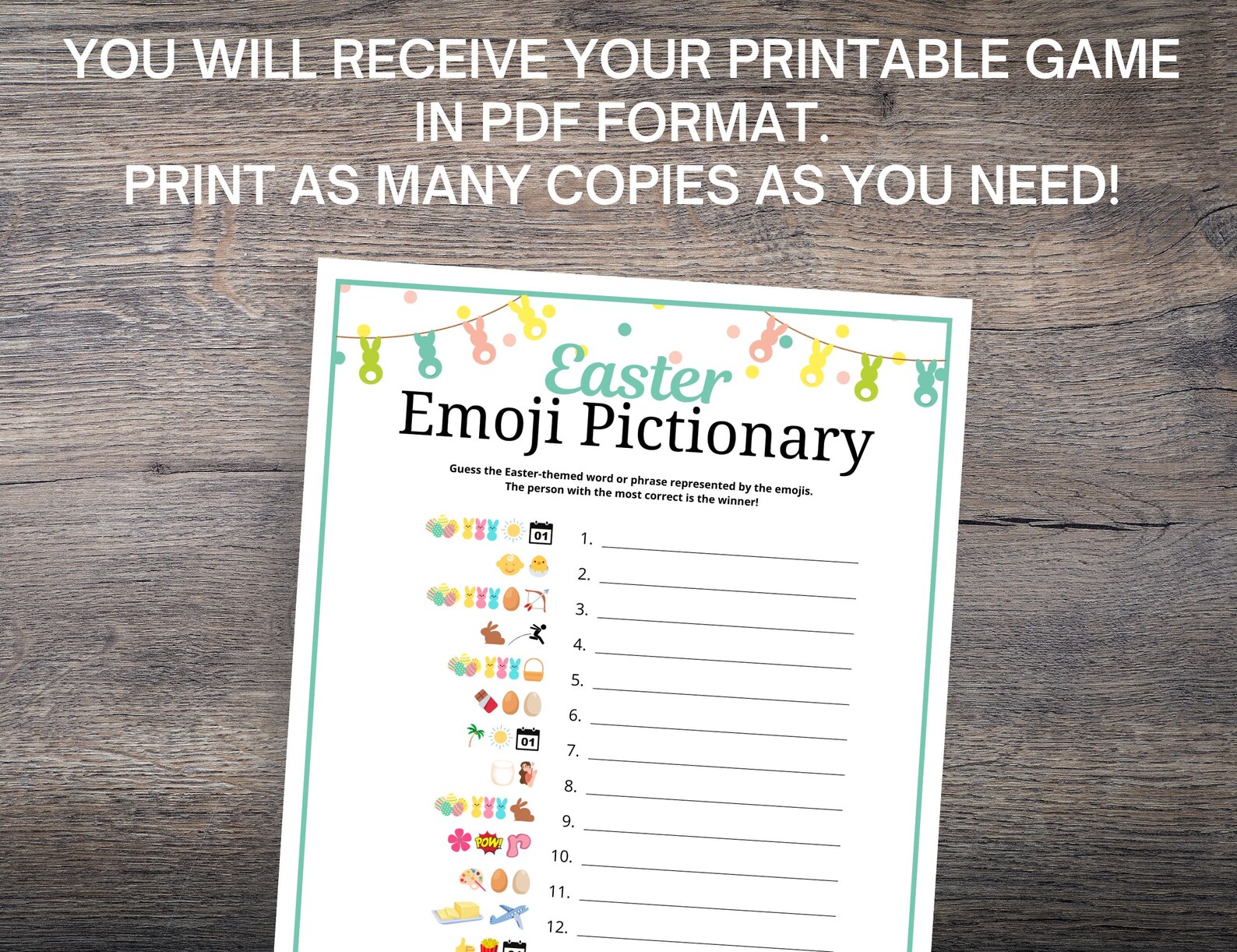 Easter Emoji Pictionary Game: Fun Easter Activity (digital Download) - Etsy