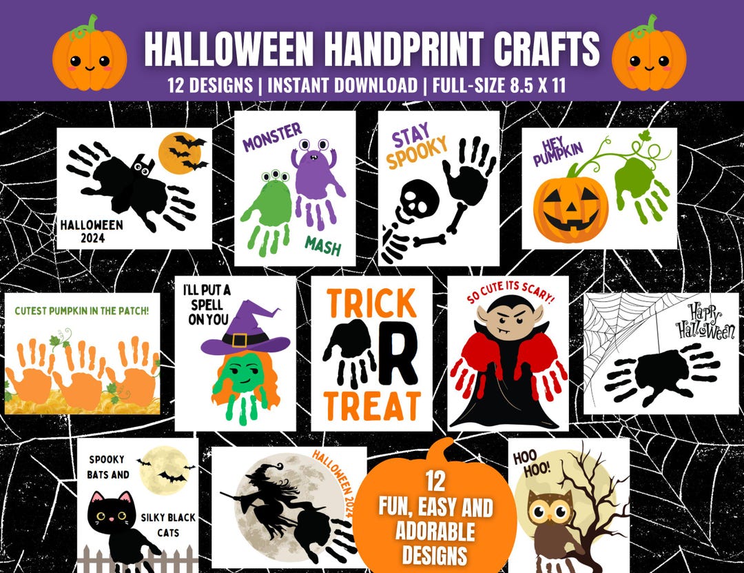Halloween Handprint Craft Templates, Halloween Handprint Art, Printable ...