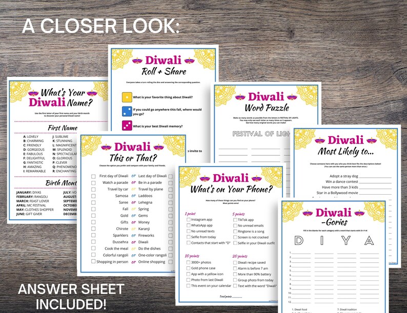 Diwali Party Games Bundle: Fun Printable Activities (PDF) - Etsy