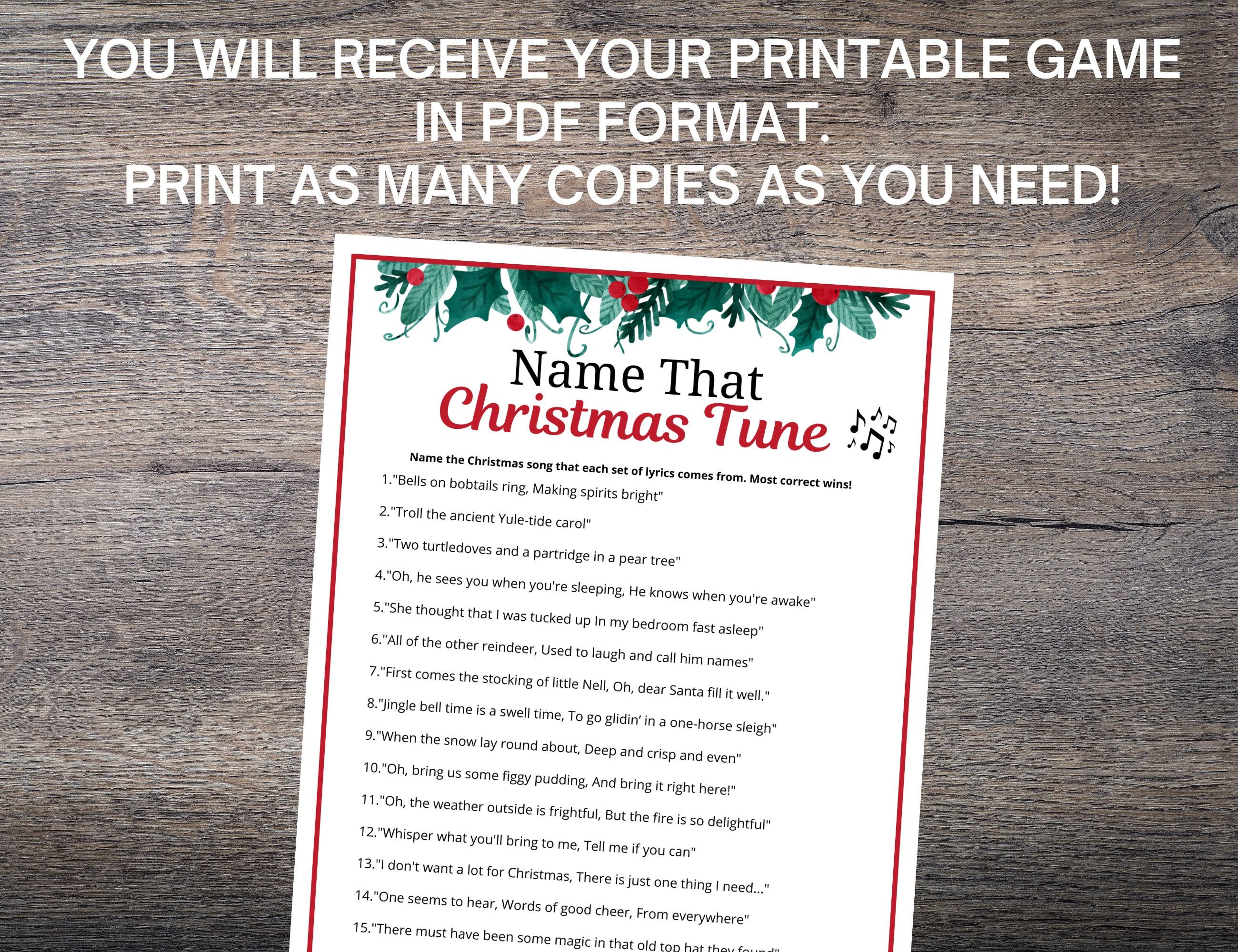 Christmas Name That Tune Game: Holiday Music Party Printable (PDF) - Etsy