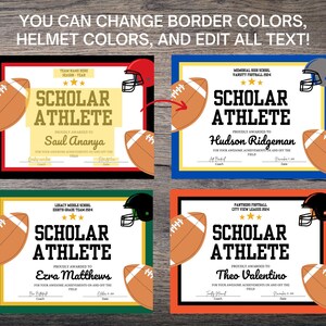 Editable Football Award Certificates: Team Party, End of Season ...