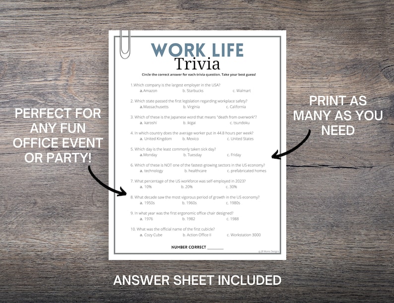 Work Trivia Game Fun Office Party Idea for Team Building - Etsy Work Trivia Game Fun Office Party Idea for Team Building - Etsy