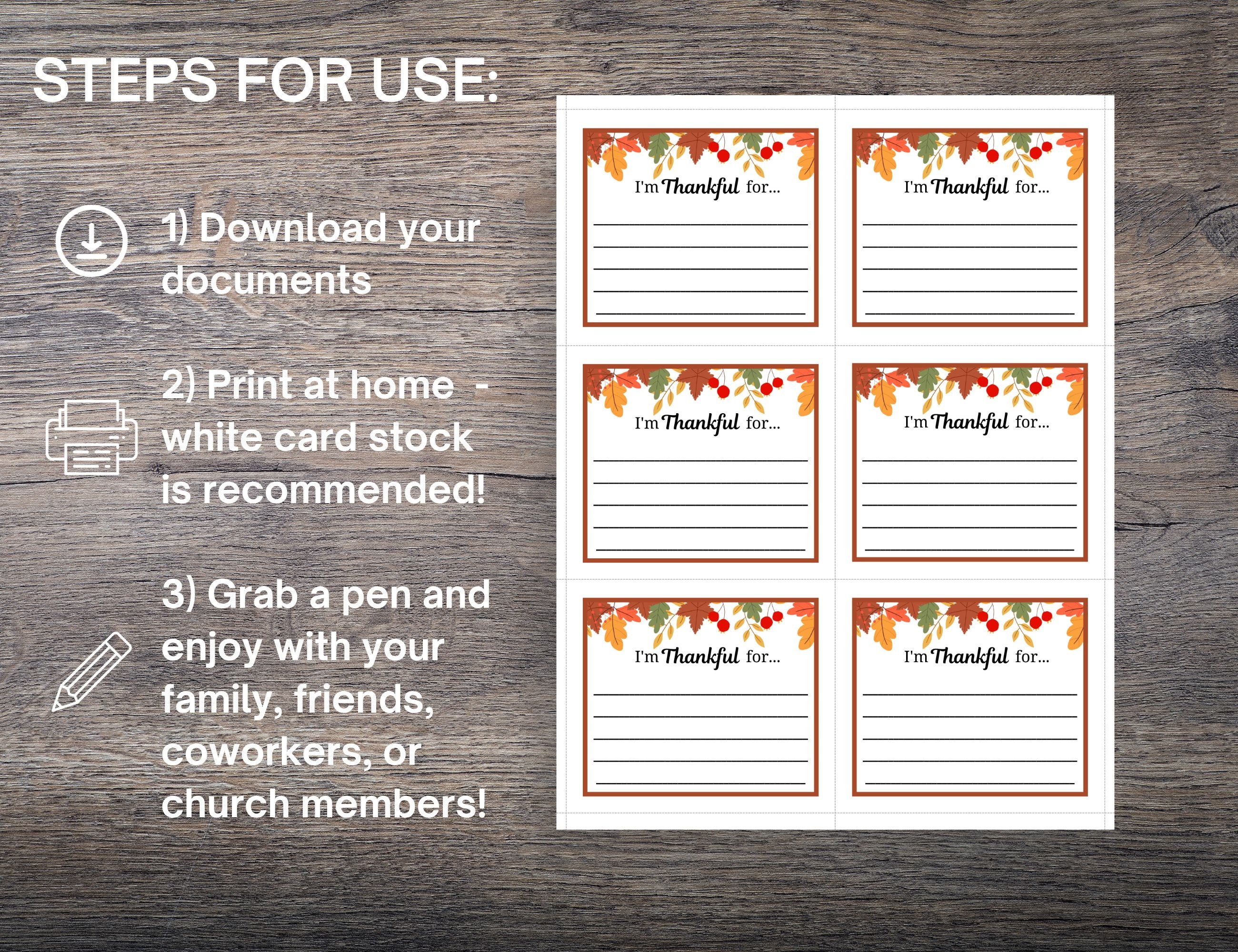 Thanksgiving Gratitude Card Set I Am Thankful for Cards - Etsy