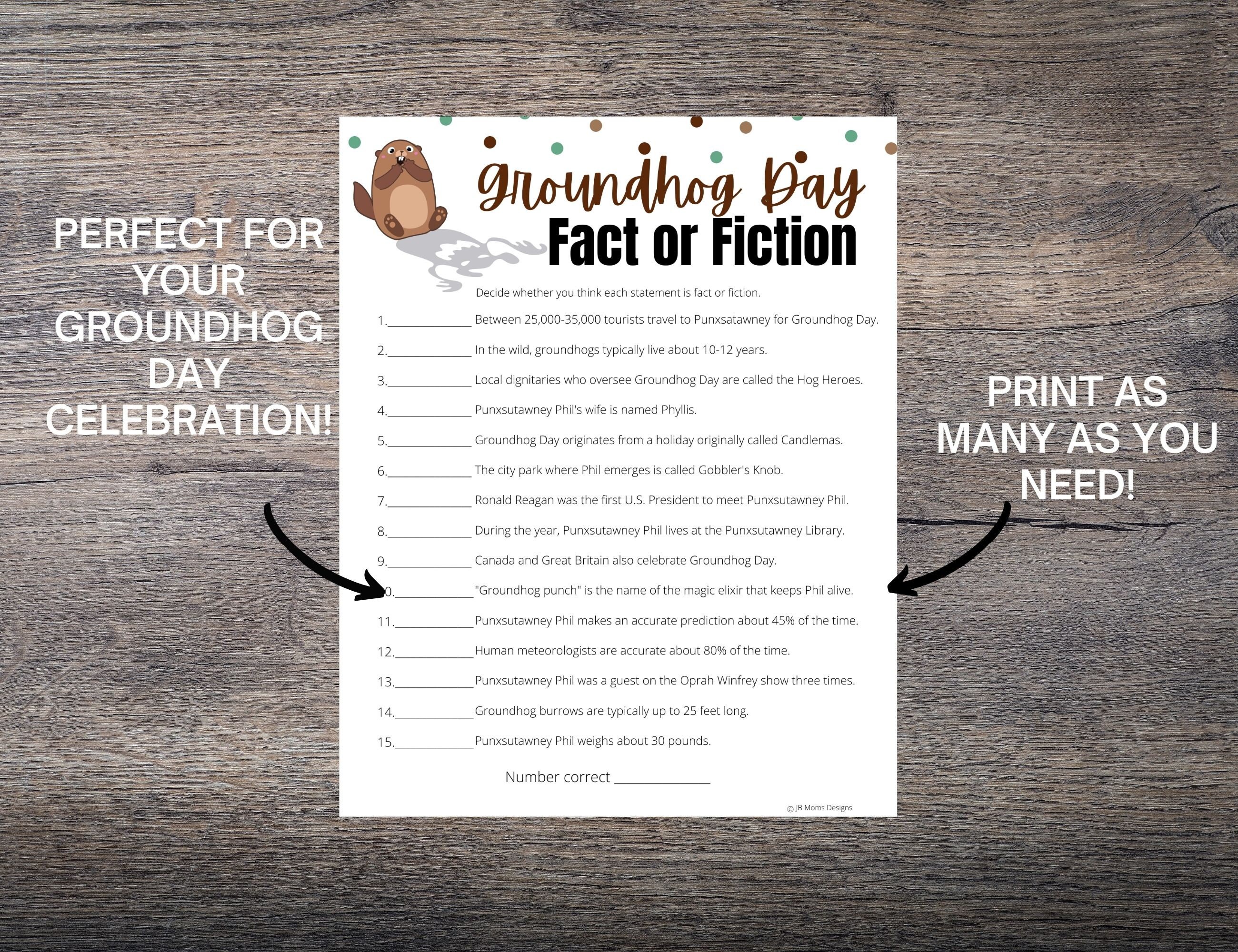 Groundhog Day 3-game TRIVIA Bundle Fun Groundhog Day Party - Etsy