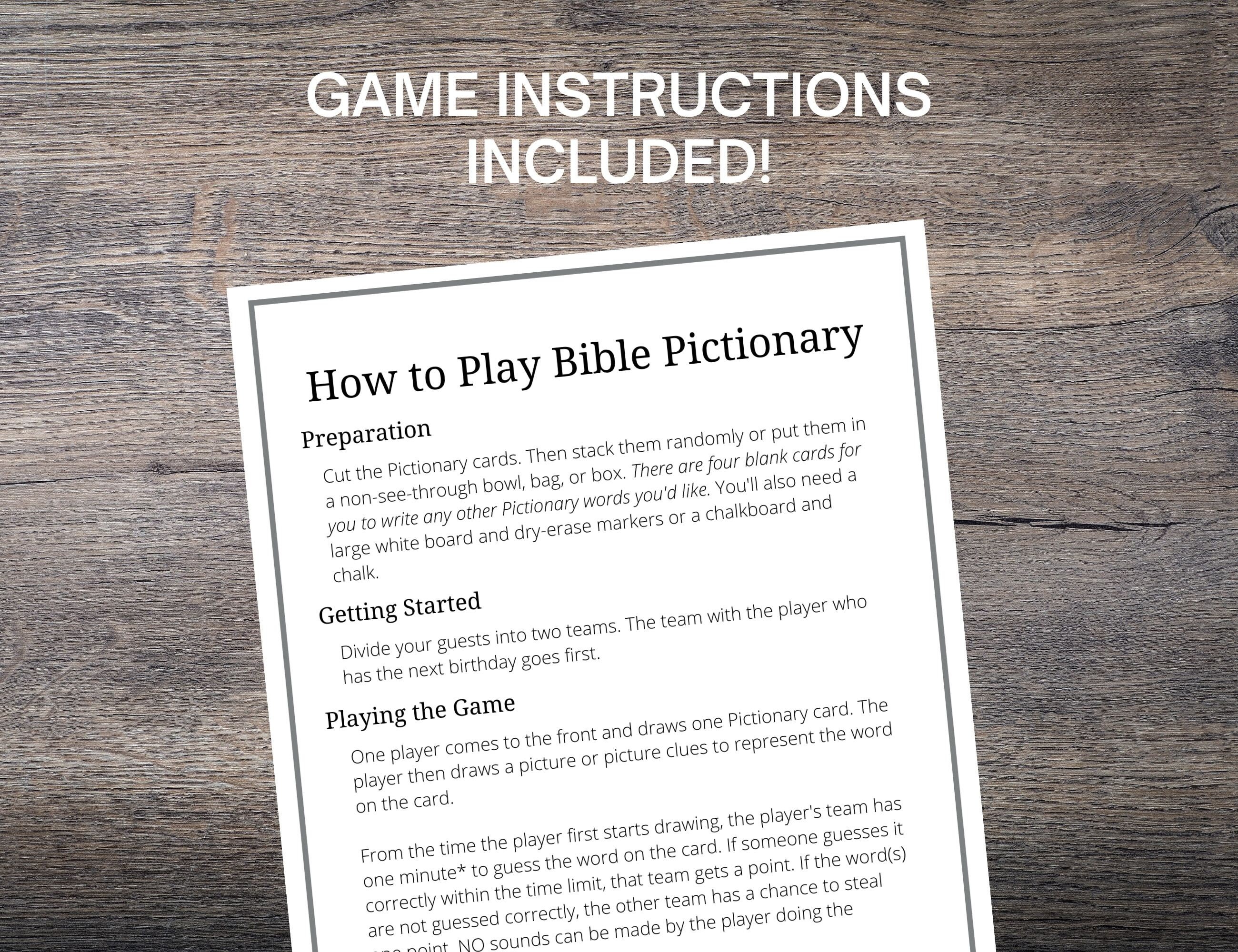 Bible Pictionary Cards: Fun Christian Game (printable, 100 Cards) - Etsy