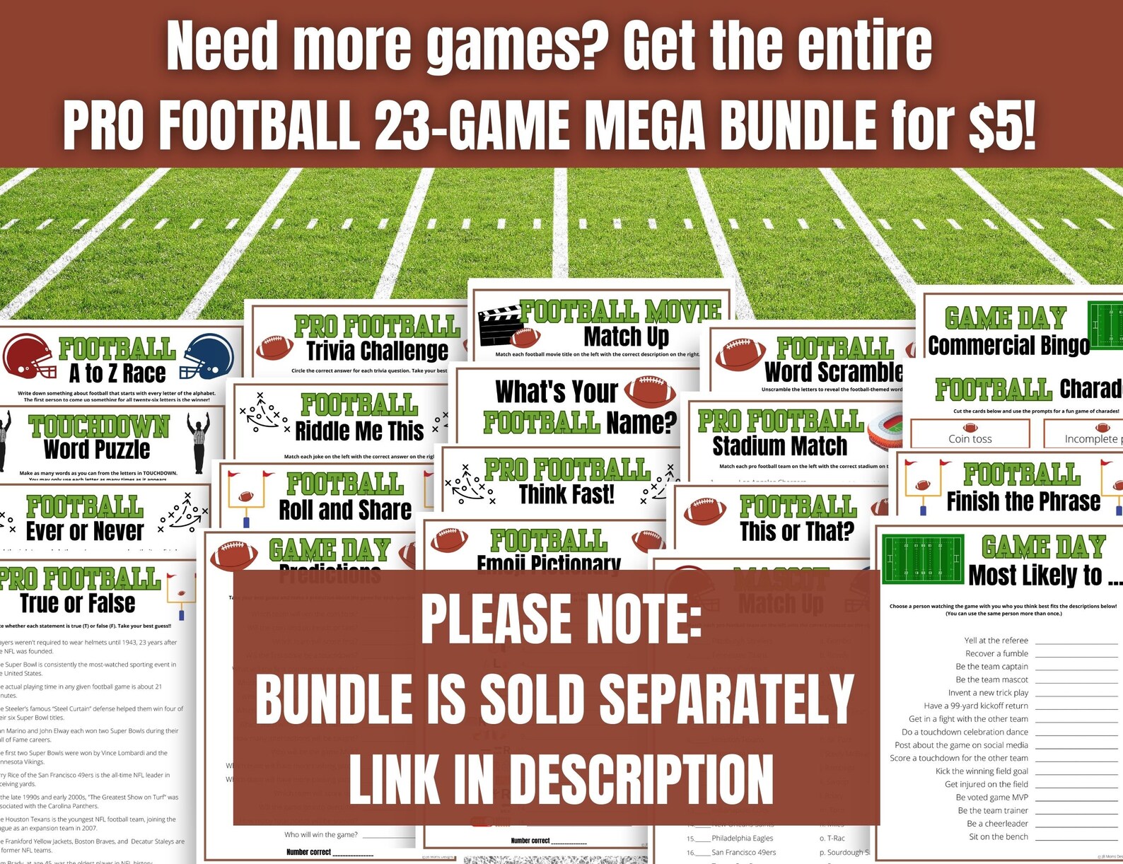 Football Predictions Party Game: Printable Tailgate Idea (PDF) - Etsy