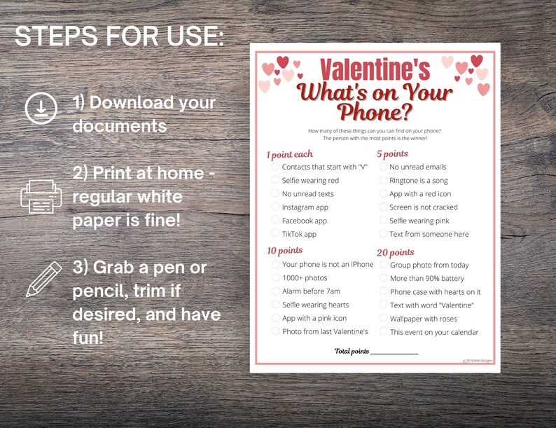 Valentines What's on Your Phone Game Fun Valentines Day - Etsy