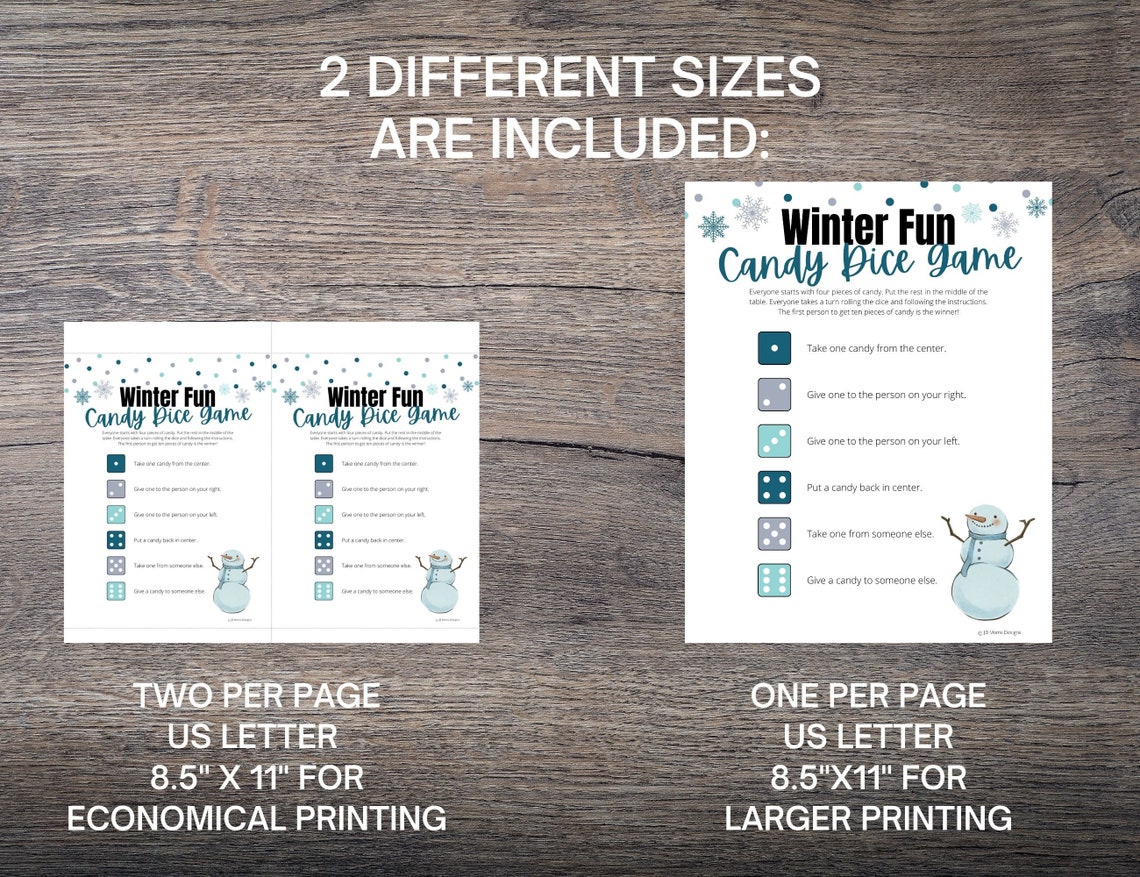 Winter Candy Dice Game for Kids & Teens Winter Holiday Party - Etsy