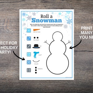 Winter Roll a Snowman: Printable Holiday Game for Kids (PDF) - Etsy