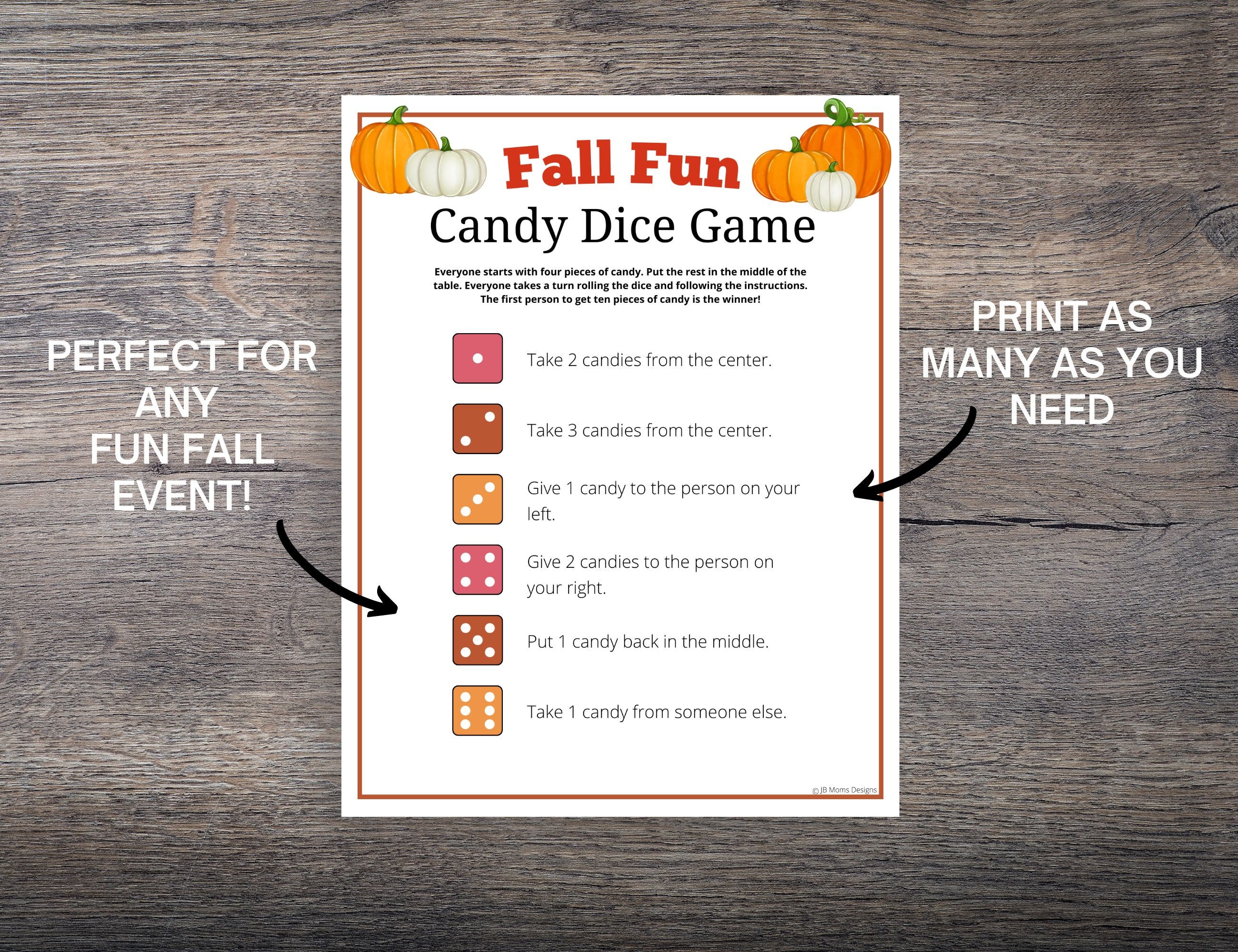 Fall Candy Dice Game: Fun Autumn Party Activity (digital Download) - Etsy